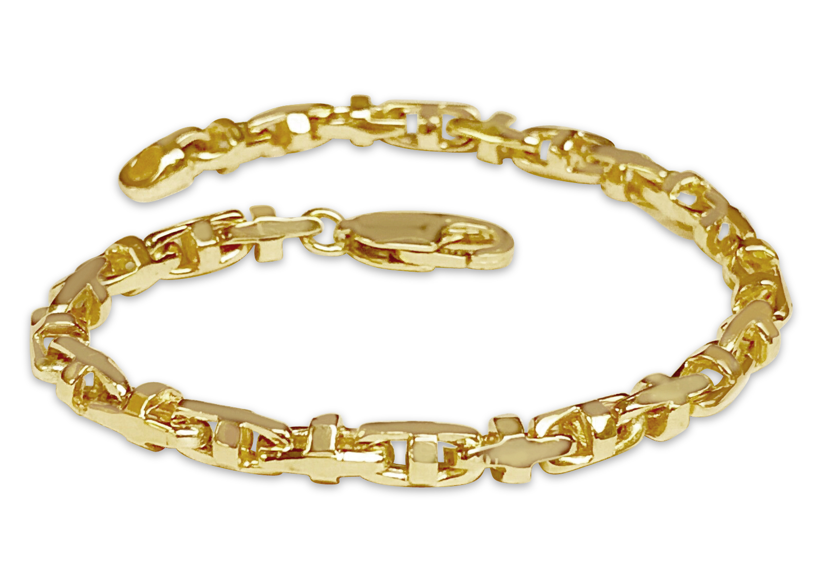 10k Solid Yellow Gold Handmade 4mm Anchor Mariner Link Bracelet, 9" | eBay