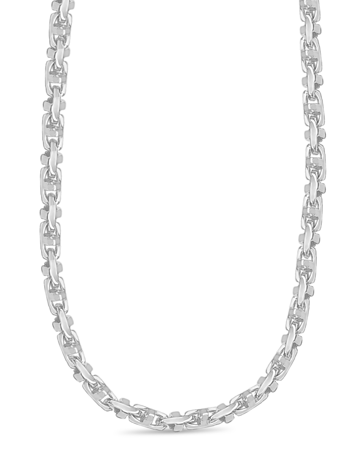10k Solid White Gold Handmade 4mm Anchor Mariner Link Necklace, 28" | eBay