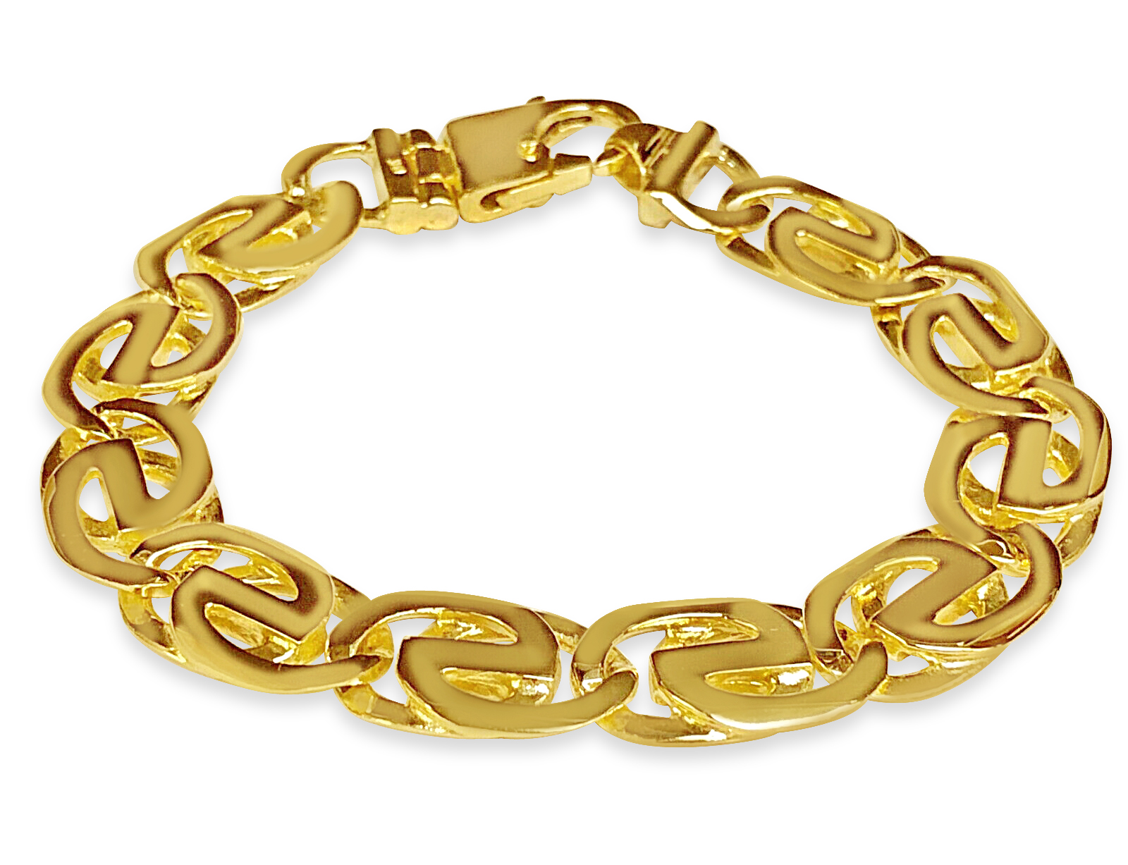 14k Solid Yellow Gold Handmade 13mm Tiger Eye Link Bracelet, 10" | eBay