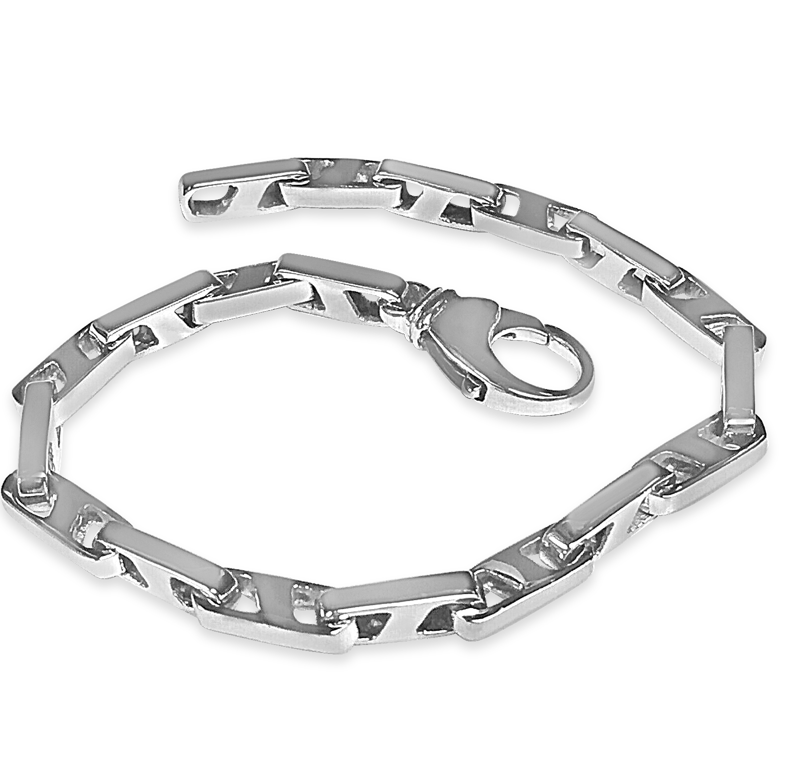 14k Solid White Gold Handmade 5mm Buckle Link Bracelet, 8" | eBay