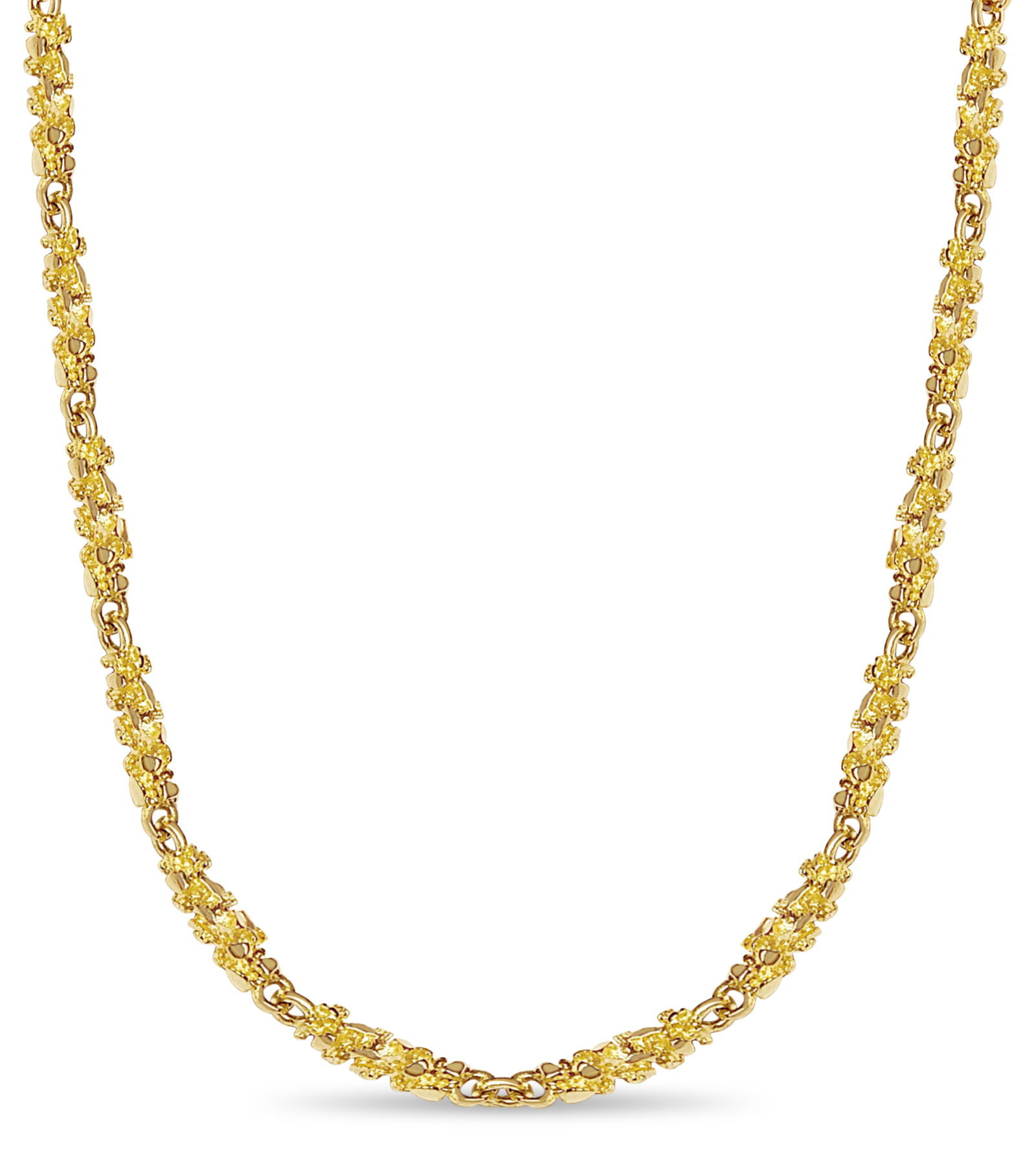 10k Solid Yellow Gold Handmade 4mm Nugget Link Necklace, 24" | eBay